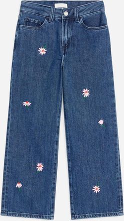 Arket Bestickte Jeans Mit Weitem Bein -Blau