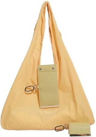 Generic Mini sac fourre-tout pliable et extensible avec porte-cl&eacute;s compact pour le shopping, les voyages, un usage quotidien, jaune, 33*27*26cm/12.99*10.66*10