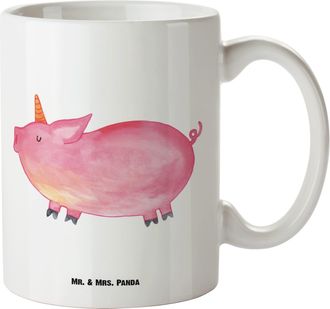 Mr. & Mrs. Panda Kaffeepott Einhorn Schwein - Geschenk, jumbotasse, Bauer, Englisch, Pott, Keramiktasse, English, gro&szlig;er becher, steingut tasse, Riesenkaffeetasse, Uni