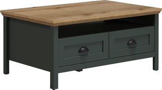 Trendteam Stanton - Couchtisch - Tannengrün/Evoke Eiche - Sofatisch mit zusätzlicher Ablage und 2 Schubladen - (BxHxT) 101 x 45 x 60 cm - Landhausstil