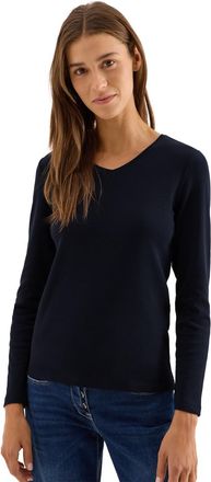 Cecil Damen 3227271 V-Neck Langarmshirt, urban Dark Blue, XX-Large