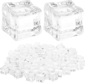 Artibetter K&uuml;nstliche Acryl Eisw&uuml;rfel 18mm 130 St&uuml;ck Durchsichtige Eisbrocken f&uuml;r Tischdekoration Vasenf&uuml;ller Partydeko