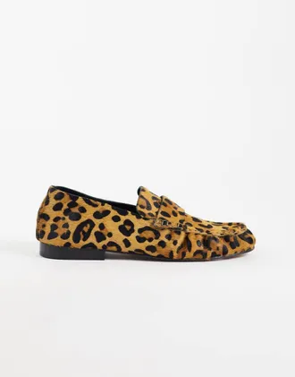 Asos Marlowe weiche Loafer mit Raffungen in Leopardenoptik aus Echtleder-Multi
