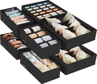 Songmics Unterwäsche-Organizer 8er Set, Schubladen-Organizer faltbar, Ordnungssystem Kleiderschrank, Aufbewahrungsbox Schrank, Stoffboxen Aufbewahrung, für BHs