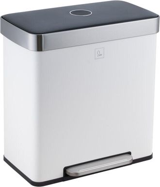SVITA LT2X30 Poubelle 60l Poubelle à pédale 2 compartiments avec couvercle blanc