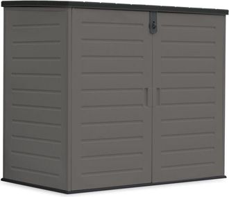 Wasabi Wasabi Gartenschuppen Kunststoff mit Boden 1170 L - 140x82x124cm - M&uuml;lltonnenbox 2er - Wetterfest - Doppelt&uuml;r und Scharnierdeckel