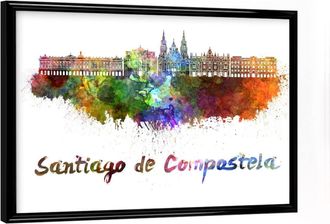artboxONE Poster mit schwarzem Rahmen 18x13 cm Städte Santiago DE COMPOSTELA Skyline-z - Bild Skyline denkmäler Farbe