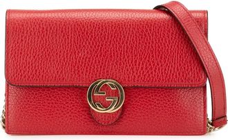 Gucci Hobo Bags - Leather Interlocking G Dollar Wallet on Chain - Gr. unisize - in Rot - für Damen