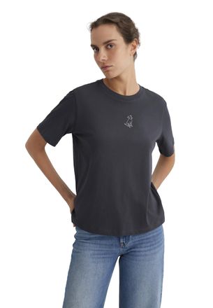 Mavi Damen Dog Printed Tshirt T-Shirt, Phantom, XS