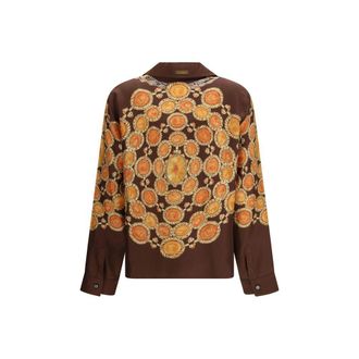 Versace Womens Brown Fabric Pattern Shirt
