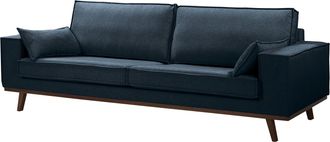 Fredriks home24 Sofa Jurga 3-Sitzer Blau Webstoff Sioma 239 x 81 x 91cm Modern