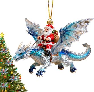 Generic Weihnachtsmann-Ornamente, 2D-Weihnachtsmann, der auf einem reitet, Weihnachtsbaumschmuck - f&uuml;r Urlaub, Zuhause, Party, Fenster, Rucksack, Feier, Winte