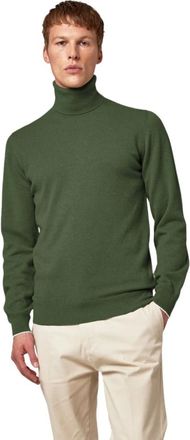 Alpha Studio Homme, Pulls, Vert, Taille: 2XL Wool Turtleneck Sweater