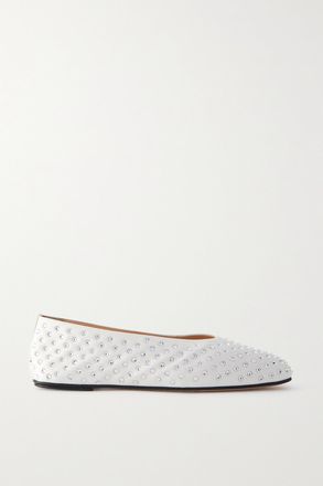 Magda Butrym Ballerinas Aus Satin Mit Kristallen - Wei&szlig;
