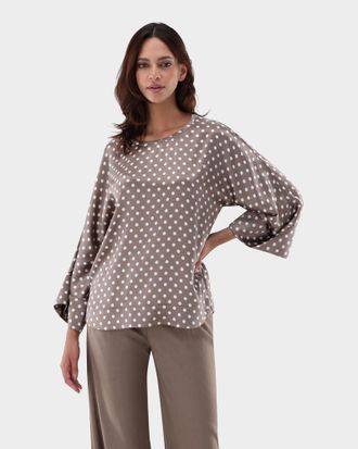 van Laack Lockere Schlupfbluse aus Seide mit Punkte Druck