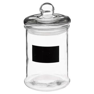 JJA Einmachglas aus Glas, 1,2 l, mit Aufkleber, Schwarz