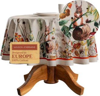 Maison d'Hermine Tischdecke, rund, 175 cm, 100% Baumwolle, wiederverwendbar, dekorativ, f&uuml;r den Alltag, Esszimmer, Bauernhaus, Zuhause, Party, Feste und Hochzeit, Reco