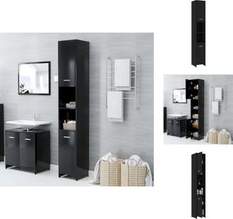 vidaXL Badezimmerschrank Schwarz 30x30x183,5 cm Holzwerkstoff - Badezimmermöbel - Schrank - Holzschrank - Spiegelschrank - Stauraum