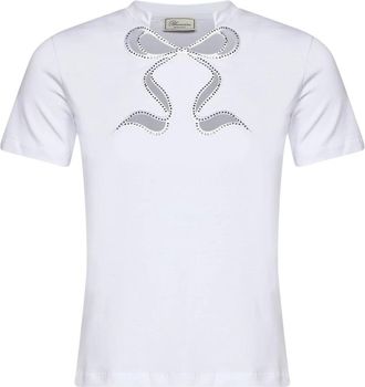 Blumarine Jersey-T-Shirt mit Strass-Stickerei - - Tops - Damen - Wei&szlig; - M