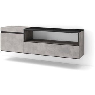 Skraut Home Skraut Home - TV-Schrank, Lowboard, f&uuml;r Wohnzimmer und Esszimmer, 150x45x35cm, F&uuml;r TV-Ger&auml;te bis zu 65, H&auml;ngend, Moderner Stil, Zementgrau