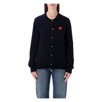 Comme Des Gar&ccedil;ons Femme, Pulls, Bleu, Taille: 42 FR Icon Heart Cardigan