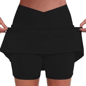 Generic Short pour femme - Jupes de sport taille haute extensibles - Legging gainant - Séchage rapide - Pour athlétisme, tennis, gym, yoga, golf - Léger - Leg