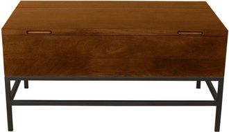 Miliboo Table basse relevable industrielle bois manguier massif teinté et métal noir L90 cm YPSTER