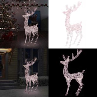 vidaXL LED-Rentier XXL Acryl Weihnachtsdeko 250 LED 180 cm Warmwei&szlig; - LED-Dekoration - Weihnachtsdeko - Rentierfigur - Outdoor-Beleuchtung