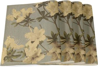 Fabulous Tischsets aus Leinen - Fleur de Lys Ornament Elegant Malerei Design Natur Vintage Impressionismus - Großes Format 40 x 28,5 cm