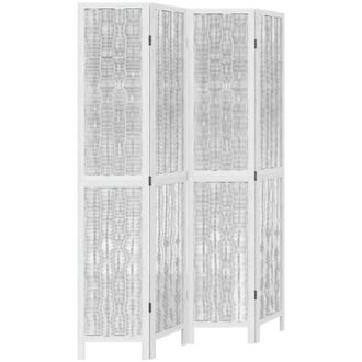 vidaXL Cloison de séparation 4 panneaux blanc bois de paulownia massif Vidaxl