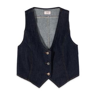Oltre Cropped Denim Vest - - Suits - Damen - Blau - XS