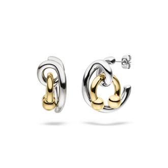 Liebeskind BERLIN Urban Chic Ohrring - Ohrring aus Edelstahl - Bicolor Silber/IP Gold - 2,4 cm - Steckverschluss - wasserfest & hautfreundlich