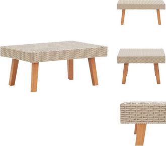 vidaXL Garten-Couchtisch Poly Rattan Beige - Gartentisch - Outdoortisch - Rattantisch - Balkontisch - Terrassenm&ouml;bel