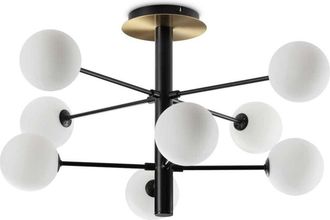 Ideal Lux Ideal Lux - cosmopolitan 8-flammige Kugel-Deckenleuchte, mattschwarz, satiniertes Messing