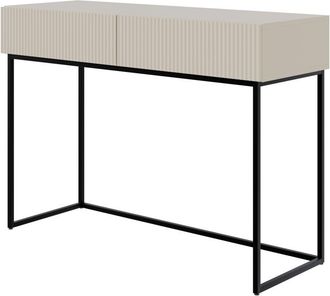Selsey Veldio - Schminktisch mit Schubladen, graubeige mit schwarzem Metallgestell, 110 cm - Selsey