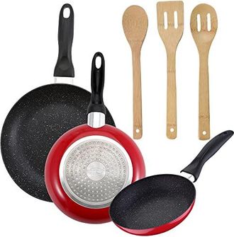 San Ignacio Packung mit 3 Bratpfannen, Durchmesser 16 cm, Durchmesser 20 cm, Durchmesser 24 cm, 3 Stück, Küchenutensilien, aus Bambus