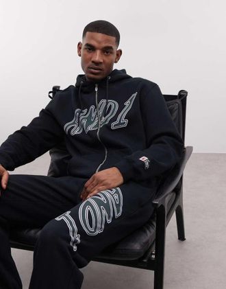 AND1 Kapuzenjacke in Schwarz mit Logo und Rei&szlig;verschluss, Kombiteil