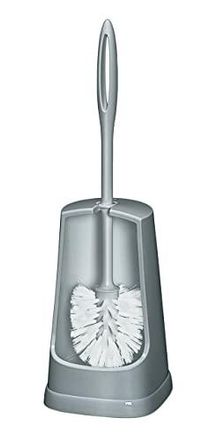 WENKO Brosse WC Simple gris - Porte-brosse WC, Plastique, 12.5 x 40 x 12.5 cm, Gris