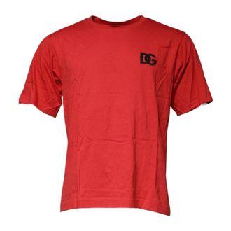 Dolce & Gabbana Rotes Baumwoll-Crew-Neck T-Shirt - - Tops - Herren - Rot - XS