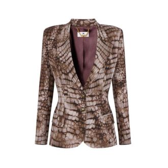 Elisabetta Franchi Cr&ecirc;pe Jacke mit Alligator-Print - - Jackets - Damen - Braun - M