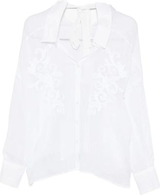 Ermanno Scervino Femme, Blouses et Chemises, Blanc, Taille: 38 FR Chemise Polo Broderie Florale