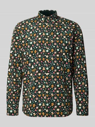 Montego Regular Fit Freizeithemd mit Button-Down-Kragen im Allover-Look