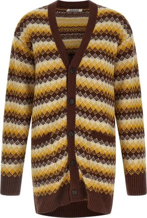 Auralee cardigan à motif en jacquard - Rouge