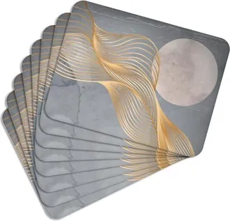 MG Design Mg Design Lot de 8 Sets de Table en liège - Fluid Geometry 3 - 30 × 40 cm - résistants à la Chaleur, faciles à Nettoyer