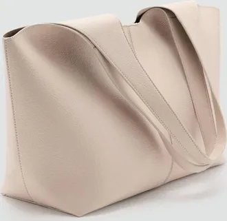 Mango Grand sac cabas blanc cass&eacute; - Femme - Taille unique - MANGO