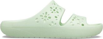 Crocs Pantoletten Classic Floral Cutout Sandal 210966 Grün
