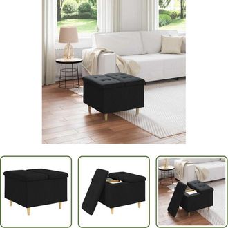 vidaXL Stauraum - Aufbewahrungsottomane mit Kissen Schwarz 60 x 60 x 45 cm Stoff