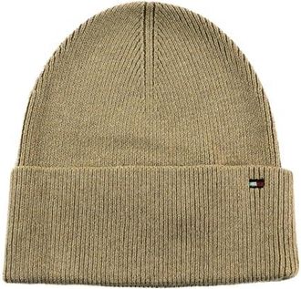Tommy Hilfiger Essential Flag Beanie AW0AW13819 Bonnet en Tricot, Marron (Countryside Khaki Melange), OS Femme