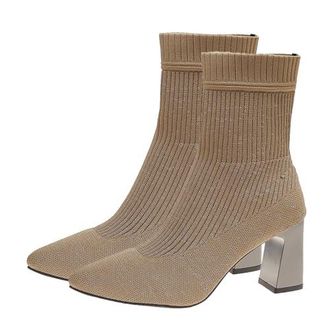 Generic Bottines en tricot extensible pour femme - &Eacute;l&eacute;gantes - Classiques - Couleur unie - Talon &eacute;pais - Respirantes et confortables - Pour lautomne et lhiver