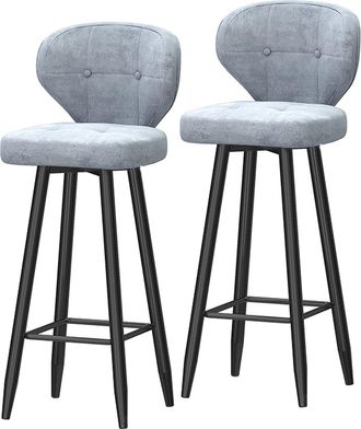 Generic Barhocker, Samt-Tresenhocker, Esszimmerst&uuml;hle mit weicher R&uuml;ckenlehne und Metallbeinen, einfach zu montieren, St&uuml;hle f&uuml;r K&uuml;chentheke/Esszimmer/Hausbar